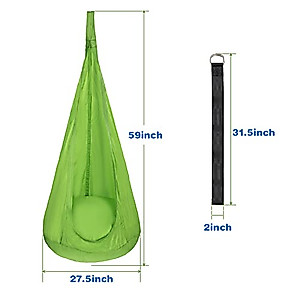 Travelbaic Kids Pod Swing Seat, Therapy Swing for Kids, Hanging Hammock Chairs with Inflatable Pillow, Sensory Swing for Indoor and Outdoor Use, All Accessories Included (Green)