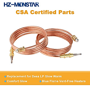 2 PCs Gas Heater Thermocouple, 39.5" M8x1 Thread Thermocouple Replacement for Desa LP Vent Free Wall heater Desa LP Glow Warm Comfort Glow Heater BBQ Grill or Fire Pit Heater or Gas Water Heater