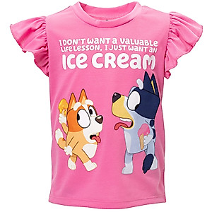 Bluey Bingo Big Girls Graphic T-Shirt Bike Shorts and Outfit Set Pink 10-12