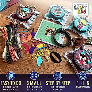 Cats 5 Stamped Cross Stitch Kits for Kids.Needlepoint Kits for Beginners. Embroidery Kit for Kids. Crossstitch Kit for Beginners and Girls (Cats)