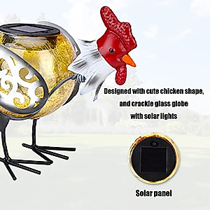 MUMTOP Solar Lights Outdoor Chicken Decorative Crackle Glass Solar Lantern Waterproof LED Lights Outdoor Tabletop Lanterns Lamps for Table Yard Garden Patio Lawn Christmas Decorations