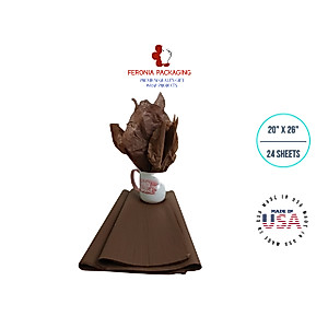 Chocolate Tissue Paper Squares, Bulk 24 Sheets, Premium Gift Wrap and Art Supplies for Birthdays, Holidays, or Presents by Feronia packaging, Large 20 Inch x 26 Inch