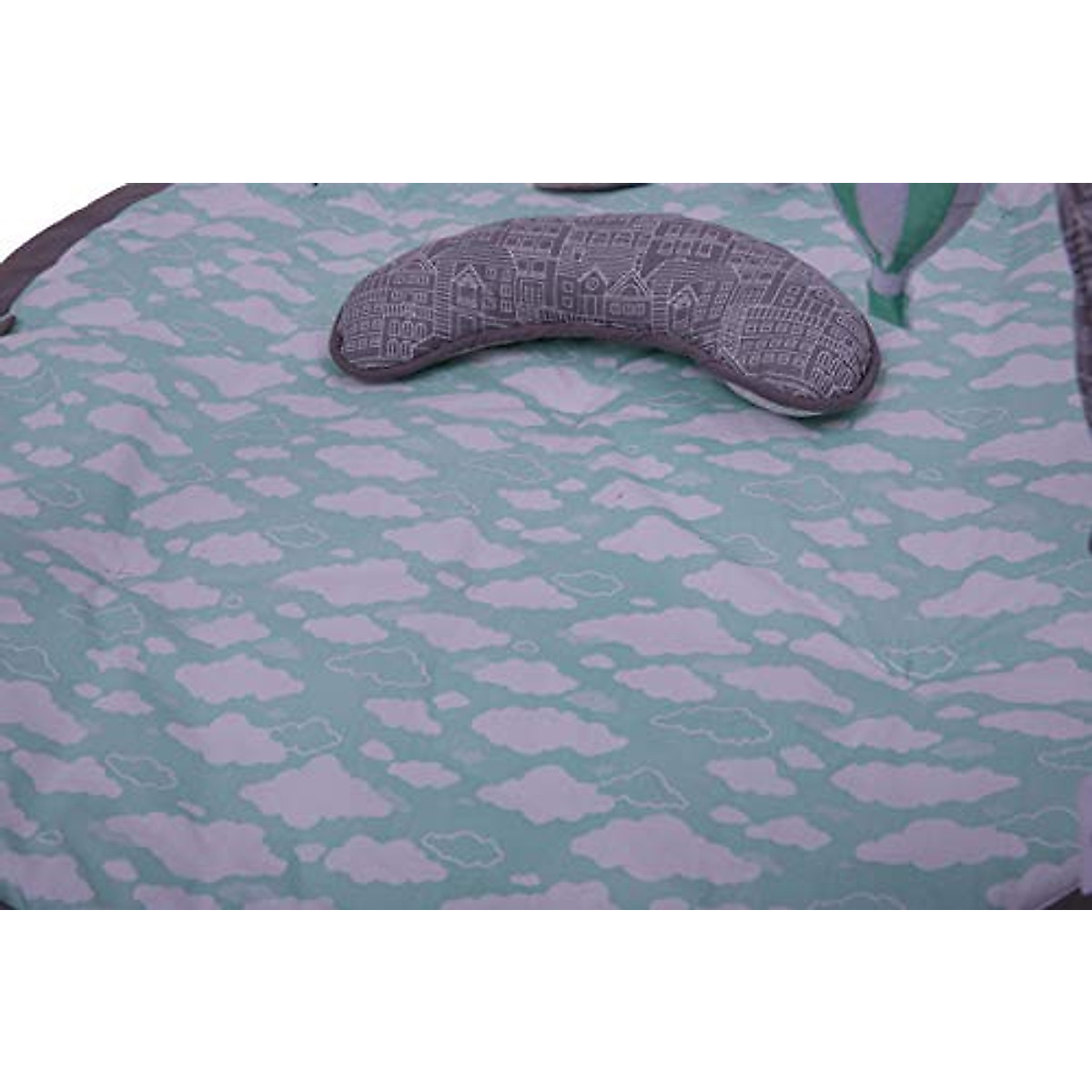 Bacati Clouds in The City Baby Play Gym with Mat, Mint/Grey