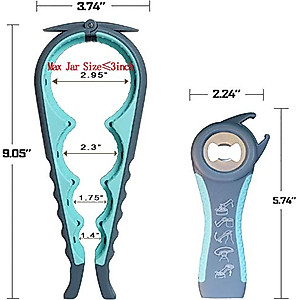 Inaouril Jar Opener Gripper, 5 in 1 Multi Functional Can Opener Bottle Opener Kitchen helper Kit with Silicone Handle Easy to Use for Children, Elderly Weak Hands and Arthritis Sufferers Set of 2