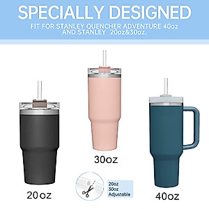 4 PCS Replacement Silicone Straws for Stanley Adventure Quencher Travel Tumbler 40oz Stanley Cup,2 Reusable Clear Straws with 1 Protective Silicone Boot and 12mm Straw Cover