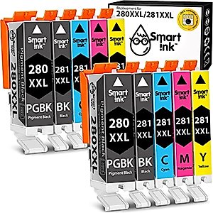 Smart Ink Compatible Ink Cartridge Replacement for Canon 280 281 PGI-280XXL CLI-281XXL (10 Combo Pack) to use with Pixma TR8520 TS9120 TS6120 TR8620 TR8620a TS6320 TR7520 TS6220 (PGBK & BK/C/M/Y)