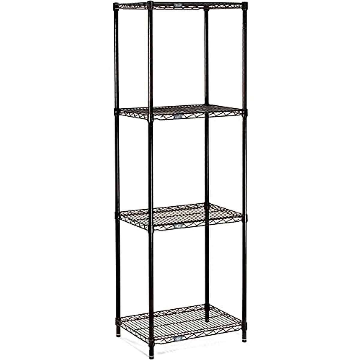 Nexel 18" x 30" x 74", 4 Tier Adjustable Wire Shelving Unit, NSF Listed Commercial Storage Rack, Black Epoxy Finish, leveling feet