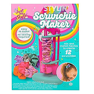 Just My Style D.I.Y. Scrunchie Maker by Horizon Group USA, Design Your Own Colorful Satin Scrunchies Hair Bands, Easy-to-Use Tool & Gemstones Included