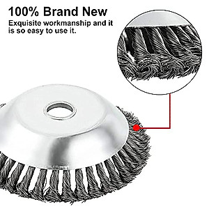 Kink Wire Wheel Brush,Rotary Weed Brush, Lawn Mower Grass Brush Trimmer Head, Straight-axis Gas Trimmer, Weed Trimmer, Rust Remover.Thickened Steel Wire wear-Resistant Spring Steel Wire Wheel.