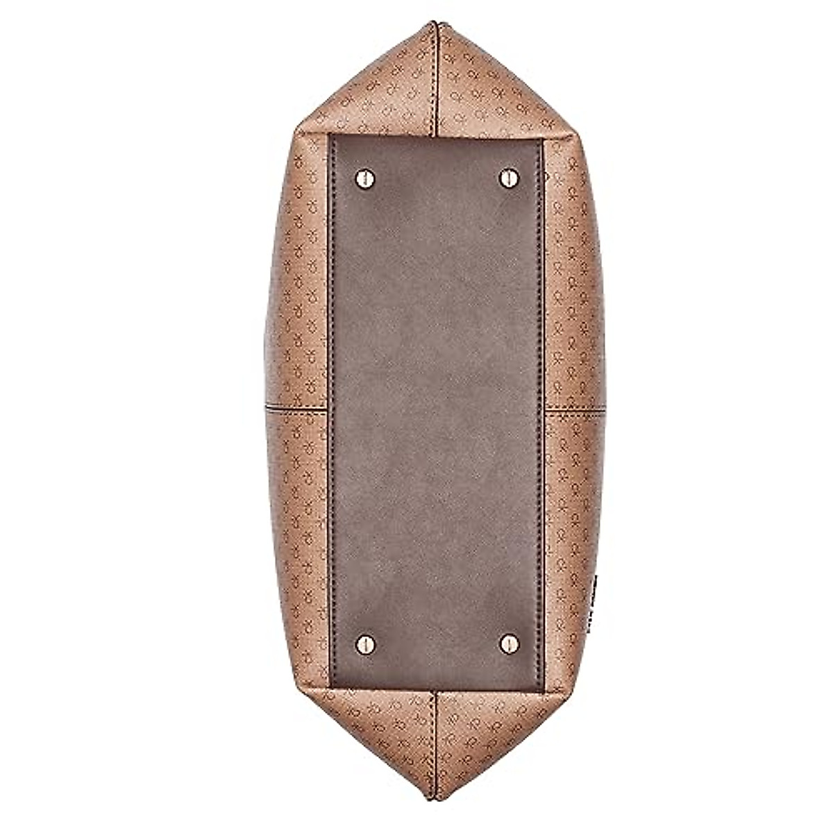 Calvin Klein Women's Granite Geometric Tote Bag – Vegan Leather, Monogram, 3 Pockets, Khaki/Brown/Java, One Size