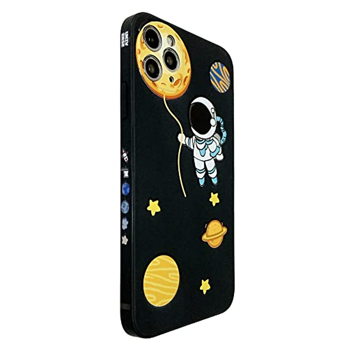 Yonds Queen for iPhone 13 mini Cute Case, Cartoon Astronaut Space Planet Design Stylish Bumper Cover Soft TPU Rubber Protective Anti-Slip Shockproof Case(iPhone 13 mini, Black Moon)