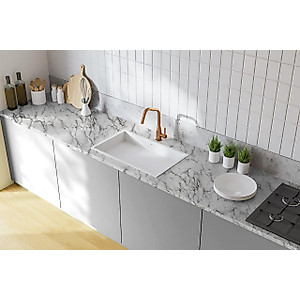 Decoroom Marble Contact Paper 17.71''×118''，White Grey Peel and Stick Wallpaper，Glossy Self Adhesive Marble Granite Paper for Kitchen Countertops Cabinets