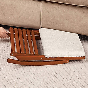 Deluxe Foldable Rocking Footrest, Adjustable Fold-Away Foot Stool with Sherpa Cushion