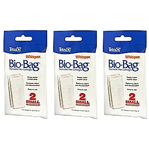 Tetra Whisper Assembled Bio-Bag Filter Cartridges Small - 6 Total Filters (3 Packs with 2 Filters per Pack)