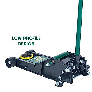 Omega Pro 3.5 Ton Low Profile Floor Jack - Lowering Speed Control with Hydraulic Quick Magic Lift - Heavy Duty Lifting from 3.5" to 21.5" for Auto Car Garage Shop