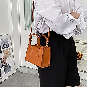 Crossbody Bags For Women,Fashion Women Leather Mini Shoulder Messenger Bag Top-handle Handbag Tote Phone Holder Female Satchel Small Purse, Light Brown