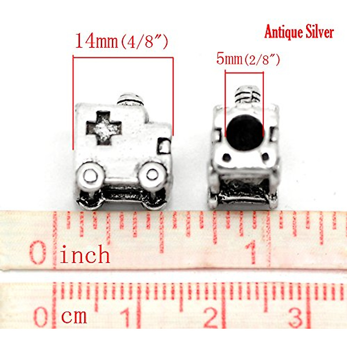 Ambulance Charm Bead Spacer For Snake Chain Charm Bracelet