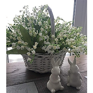 4Pcs Artificial Flowers 7 Branch White Lily of The Valley Flower Silk Fake Faux Lily Bouquet Flower for Home Office Wedding Party Decorationi Garden Plants Decor