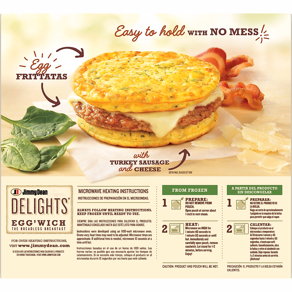 Jimmy Dean Delights Bacon, Spinach, Onion Egg'wich, 4 Count