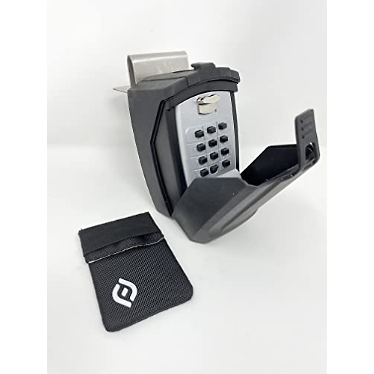 FnJ Window & Wall Mount Lockbox Keysafe for Keys FOB with Protective Cover & Faraday Bag Bundle 3 Pieces (1 Pack)