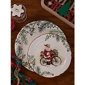 Bico Santa On The Way 11 inch Dinner Plates, Set of 4, for Pasta, Salad, Maincourse, Microwave & Dishwasher Safe
