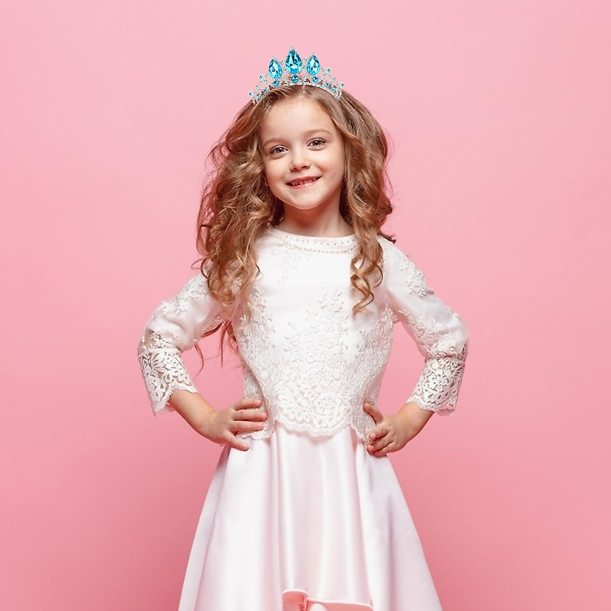 COCIDE Frozen Elsa Tiara for Women Birthday Crown Halloween Costume Blue Crystal Headband Tiara Princess Hair Accessories for Wedding Bridal Flower Party Prom Cosplay