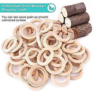 100 PCS 5 Sizes Natural Wood Rings, Unfinished Smooth Wooden Ring, Wood Circles forCraft, Ring Pendant and Connectors Jewelry Making (100pcs-5 Sizes)