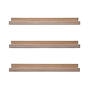 FISHFRUIT 24 Inch Floating Shelves Natural Wood Set of 3,Picture Ledge Wall Shelves for Home Decoration, Bedrooms, Office, Living Room, Kitchen, Wooden Wall Shelf