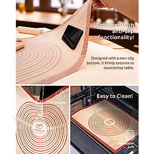 28x20 Inch Extra Large Silicone Pastry Mats for Rolling Dough Non Slip-Silicone Dough Mat for Counter, Large Silicone Baking Mat, Reusable with Measurements - For Cookies, Bread, Pizza, Fondant, etc.
