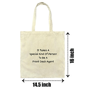 Special Person Gift for Front Desk Agent Receptionist Coworker Humor Natural White Multicolor Canvas Tote Bag