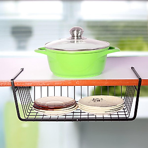 SOLUSTRE Fridge Drawer 2pcs Storage Rack Partition Wrought Iron Storage Basket Cupboard Shelf