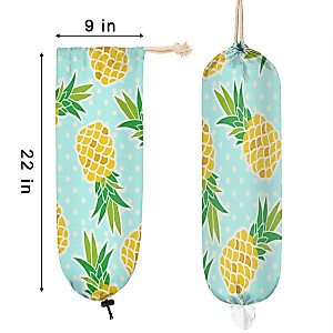 Fruit Pineapple Plastic Bag Holder, Polka Dot Grocery Bag Storage Holder Garbage Shopping Bag Trash Bags Organizer for Kitchen Home