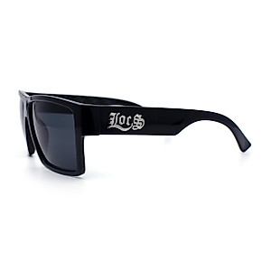 Locs Squared Rectangular Cholo Gangster All Black Sunglasses (Black)