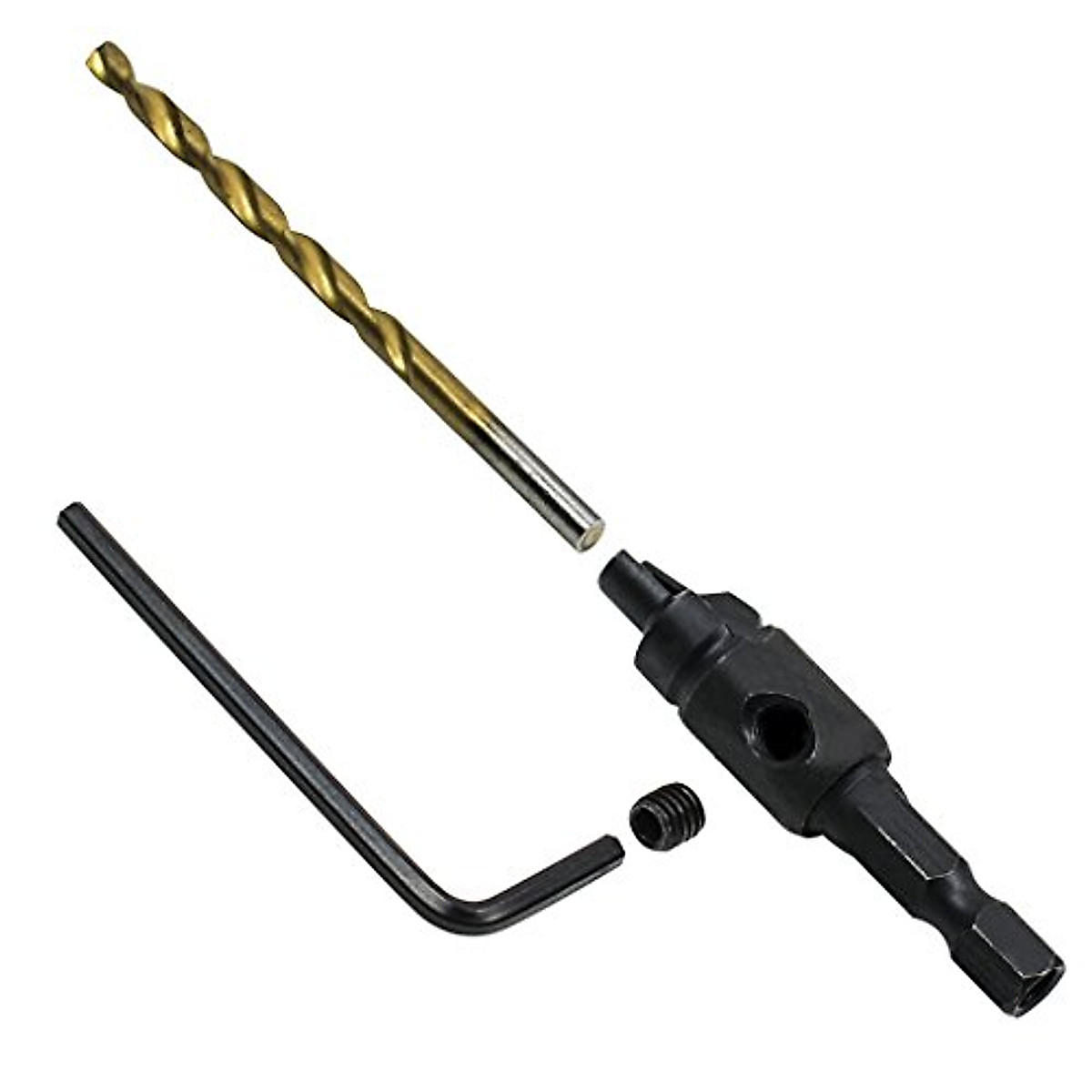 Bastex 4 Piece Countersink Drill Bit Set. Has Quick Change Hex Shank. Great for Carpentry and Woodworking