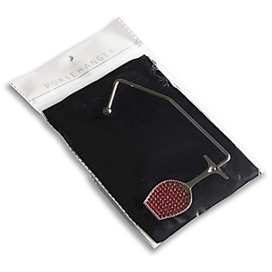 Chris's Stuff Wine Lover's Purse Hook - Portable Handbag Holder - Table/Desk Hanger with Wine Glass Rhinestone Design - Red