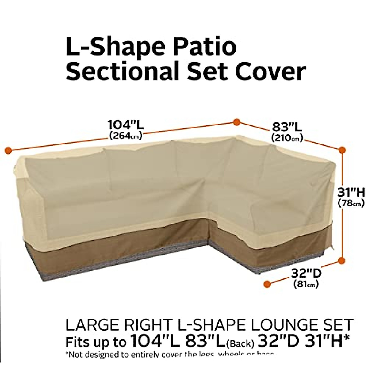 Classic Accessories Veranda Water-Resistant 104 Inch Patio Right-Facing Sectional Lounge Set Cover, Patio Furniture Covers