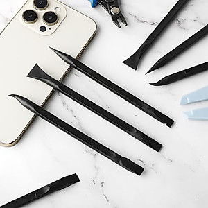 9Pcs Plastic Scraper Tool, Mabor Multi-Purpose Scraper for Tight Spaces Black Non-Scratch Kitchen Scraper Cleaning Pen for Labels Oil Stains Food Paint Remove Stickers