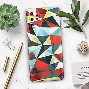 DesignSkinz Vector Red and Blue 3D Triangular Surface Protective Vinyl Decal Wrap Skin Cover Compatible with The Samsung Galaxy S20 (Screen Trim & Back Glass Skin)