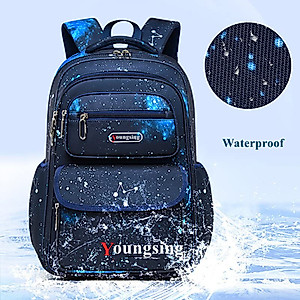 Youngsing Boy Backpack,Backpack for Boys Kids Backpack Elementary Primary School Bookbags 17.7 inch School Backpack for Children (Black)
