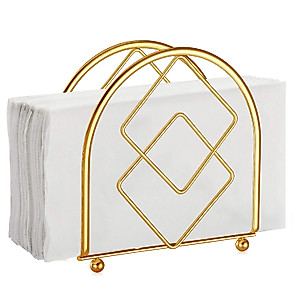 Vertical Napkin Holder for Dining Table Décor, Freestanding Metal Paper Holder for Kitchen Countertop, Heavy Duty Napkin Paper Organizer, Durable Tissue Dispenser Stand for Home Restaurant, Gold