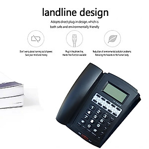 Corded Telephone Landline Telephone, Dual Interface Wired Telephone Big Button Landline Phones with Caller Identification Suitable for Office, Front Desk, Home, Hotel, Corded Landline (Black)