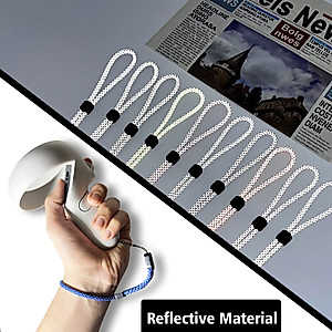 Improved Replacement Reflective Wrist Straps for Oculus Quest 2 Gen Controller, Sturdy Comfy Adjustable Hand Strap for Oculus, Easy Attach Black Resin Stopper for Oculus Controllers