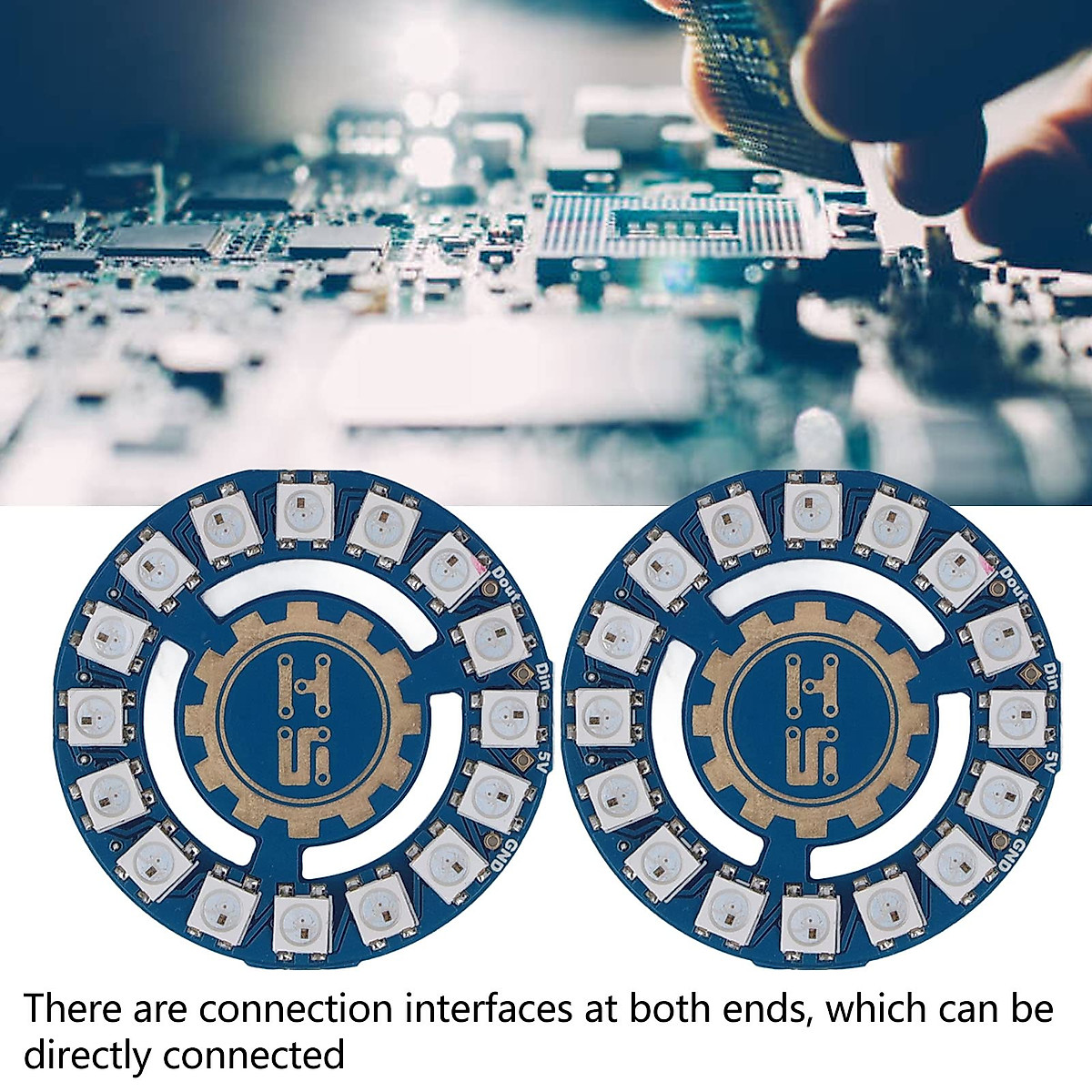 Ring RGB LED, Full Color 800Kbps 2 Pcs Programmable 5V LED Ring Lamp Board for Lighting