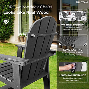 FRUITEAM High-Adirondack-Chairs Set of 2 with Connecting Tray, Outdoor Weather-Resistant Deck Chairs, Low-Maintenance Poly Balcony Chairs Set, for Patio, Poolside, Garden