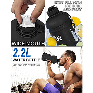 VENNERLI Half Gallon Water Bottle 2.2L Large Sports Water Bottle with Handle 74oz BPA-free Reusable Plastic Water Jugs Leakproof Hydro Bottle for Gym Yoga Travel Camping Cycling Outdoor Sports