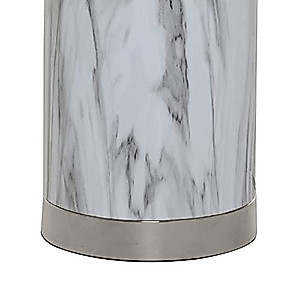 Catalina 20640-000 Modern Pillar Marble Table Lamp with Polished Nickel Accents, 24.5", Classic White/Grey
