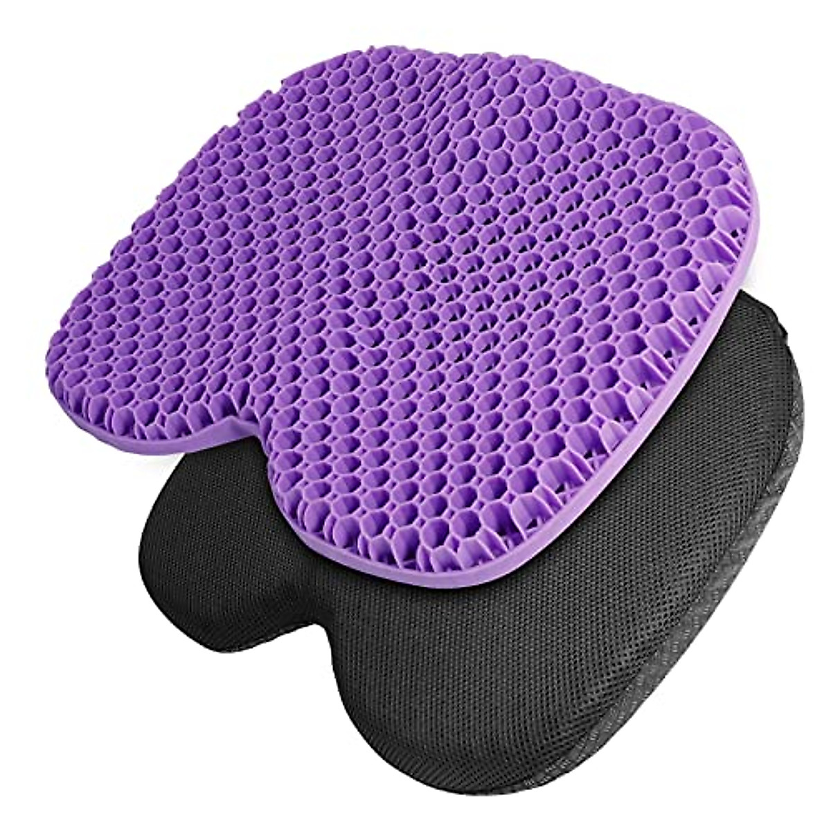Vedozo Gel Seat Cushion for Office Chairs, Car Seat Cushion for Long Sitting, Wheelchair Pads for Tailbone Pressure Relief Butt & Back Pain, Purple/Black, (ZD020)