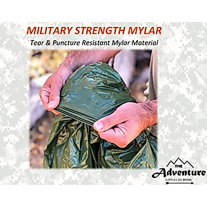 Emergency Blanket & Rain Poncho - 4 Pack, Mylar Thermal Survival Gear for Heat Retention - Lightweight - Army Green - Adventure Supply Co.