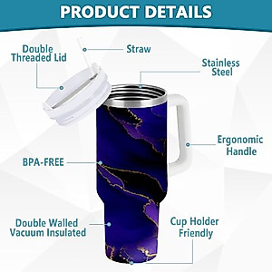 RPLIFE Abstract Watercolor Purple Stainless Steel Tumbler, Insulated Coffee Cups with Lids, Coffee Tumbler for Women