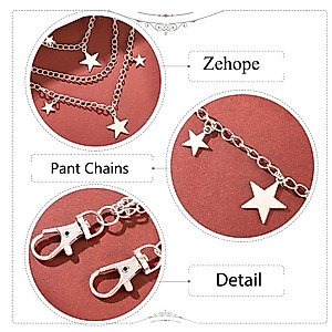 Zehope Layered Pants Chains Sliver Stars Pendant Jean Chains Goth Punk Wallet Chain Heavy Biker Pocket Chain for Women and Men